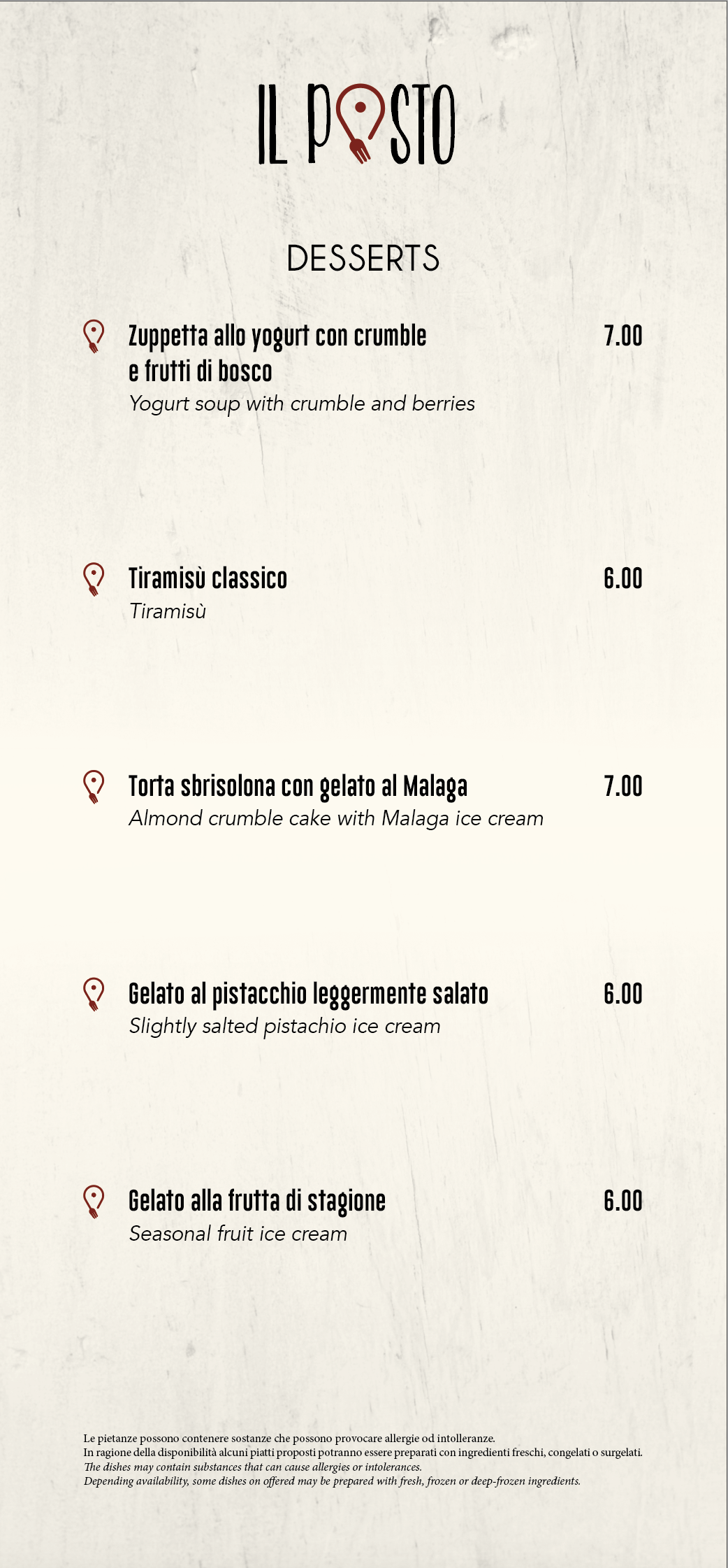Menù – Il Posto